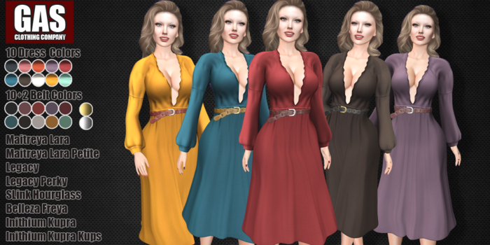 Second Life Marketplace - GAS [Dress Gabriella - 10 Colors w/HUD FATPACK]